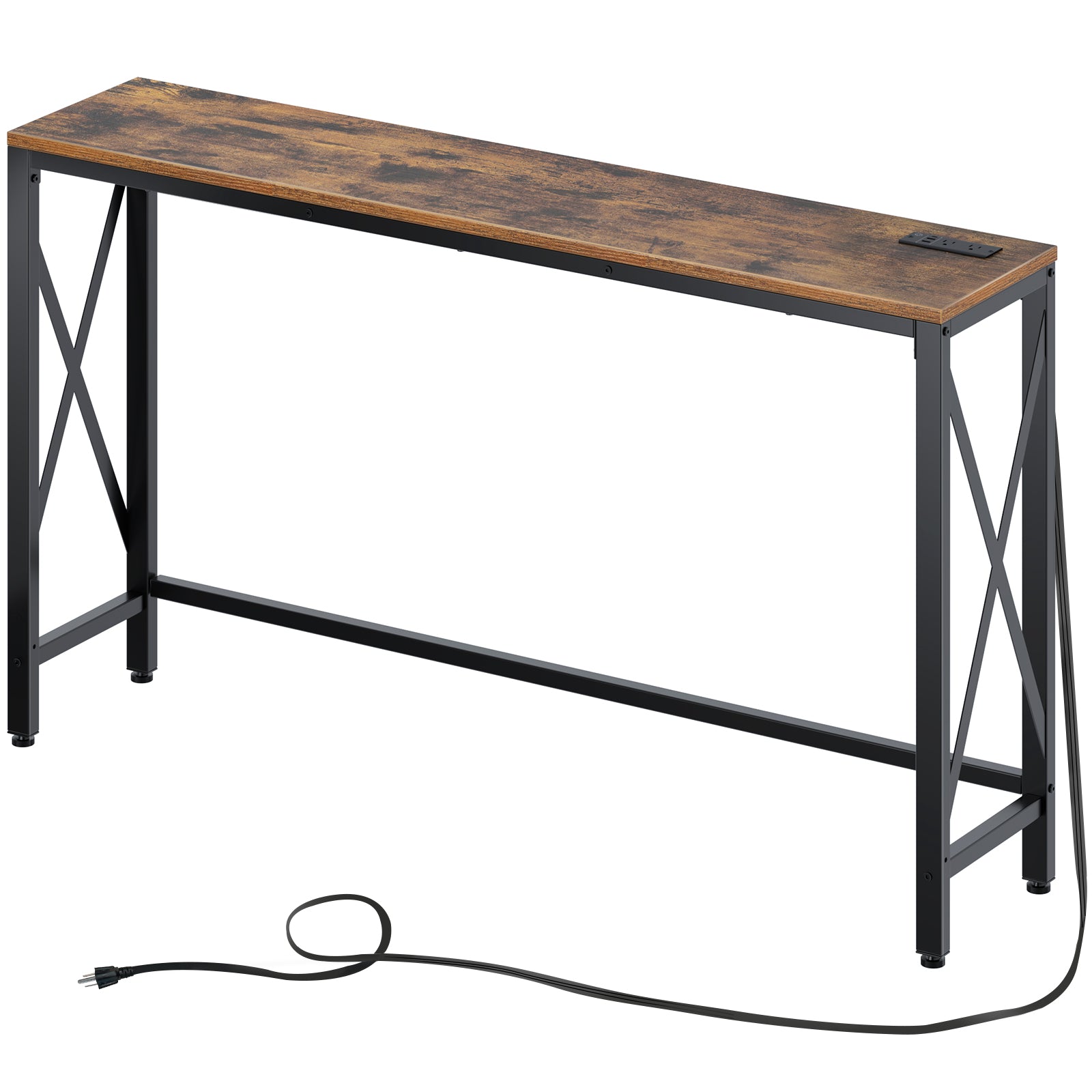 Rolanstar Console Table with Power Outlet, Narrow Sofa Table, 55.1" x