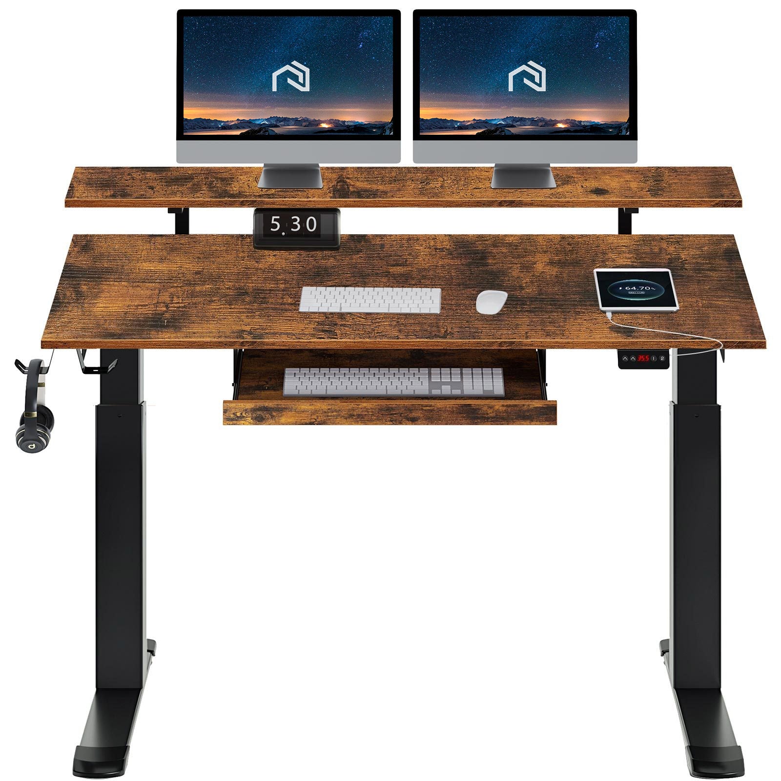 Rolanstar Dual Motor Electric Height Adjustable Computer Desk With Usb